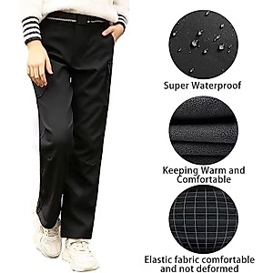 Anyanmoutn Kids Boys Fleece Lined Hiking Pants, Hiking Snow Ski Pants Boys Waterproof Winter Warm Outdoor Insulated Softshell Pants