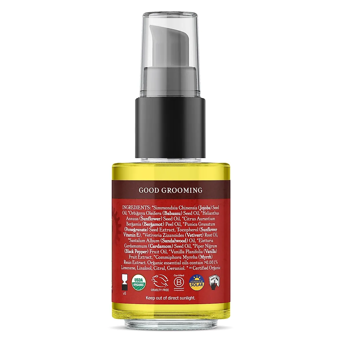 Badger Beard Oil, Babassu & Jojoba, Certified Organic, Premium Beard Conditioner, Beard Oil for Dry Skin, Beard Oil for Long Beards, Facial Hair Oil, 1 fl oz Glass Bottle