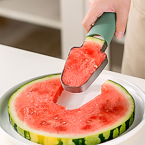 Choxila 3-in-1 Watermelon Fork Slicer Cutter, Stainless Steel Watermelon Popsicle Cutter, Watermelon Cutter Slicer Tool, Fruit Cutter for Home, Picnic, and Camping