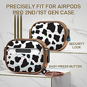 Maxjoy for Airpods Pro Case Cover(2nd/1st Generation), Lock AirPod Pro 2 Case for Women Men with Lock Keychain Protective Hard Case for AirPods Pro(2022/2019)