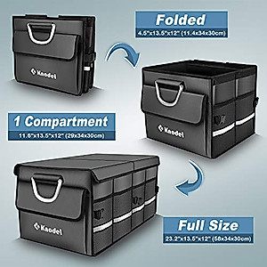 K KNODEL Car Trunk Organizer, Trunk Organizer With Lid, Heavy Duty Collapsible Trunk Storage Organizer for SUV, Truck, Car Cargo Trunk Organizer with Lid (Medium, Gray)