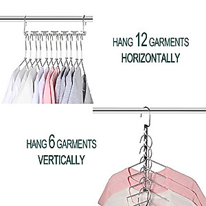 Meetu Space Saving Hangers Metal Clothes Hangers 6X2 Slots Magic Hanger Cascading Hanger Updated Hook Design Closet Organizer Hanger (Pack of 4)