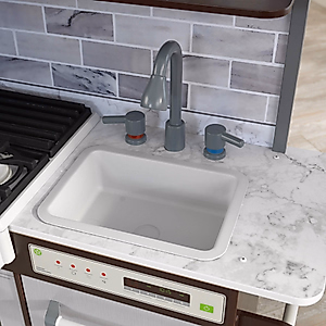 KidKraft Uptown Elite Espresso Play Kitchen with EZ Kraft Assembly™, Lights and Sounds, Working Ice Maker and Click and Turn Knobs, Gift for Ages 3+