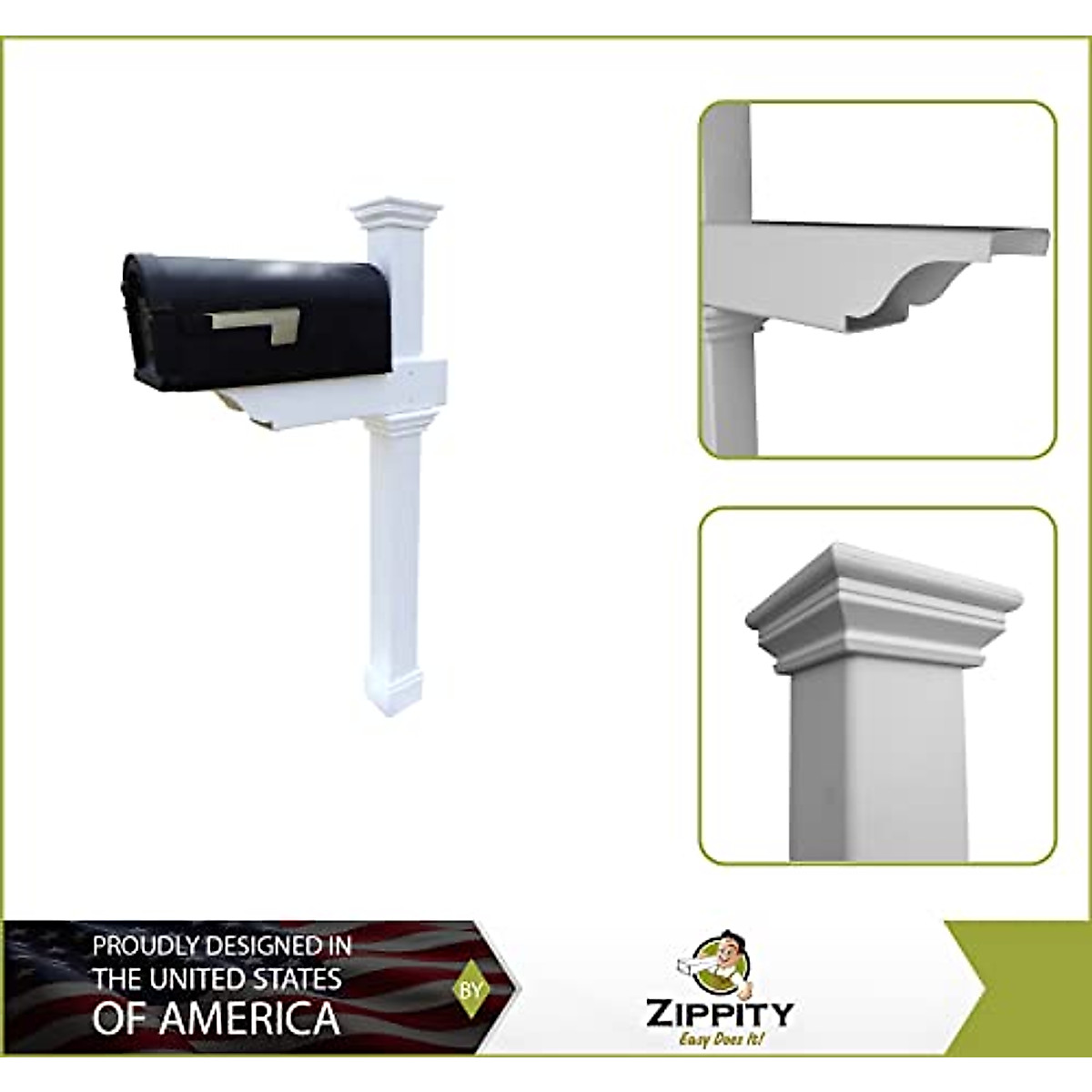 Zippity Outdoor Products ZP19013 Classica Mailbox Post, White