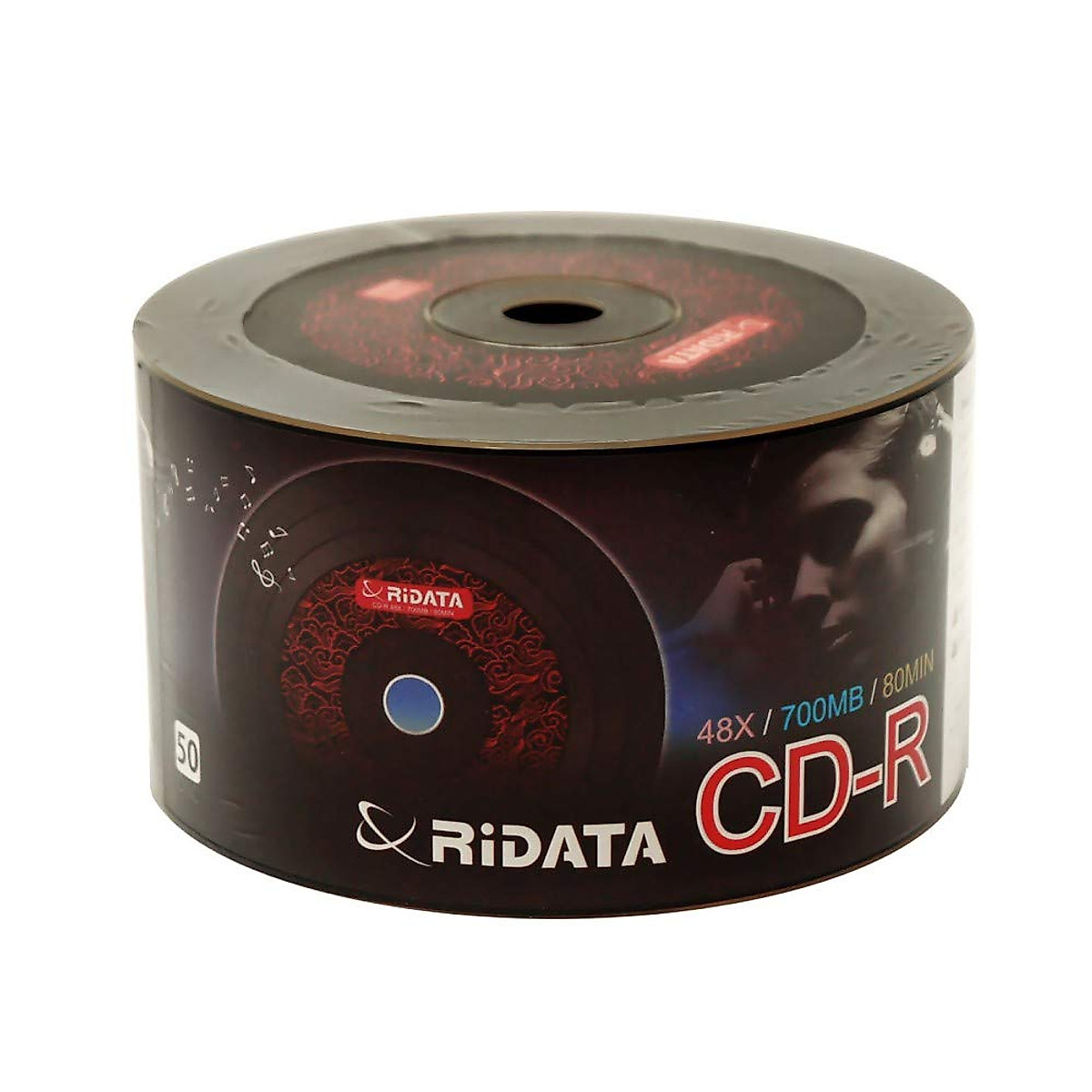 200 Pack Ridata Black CD-R 48X 700MB 80Min Digital Vinyl Surface Black Bottom Blank Media Recordable Disc
