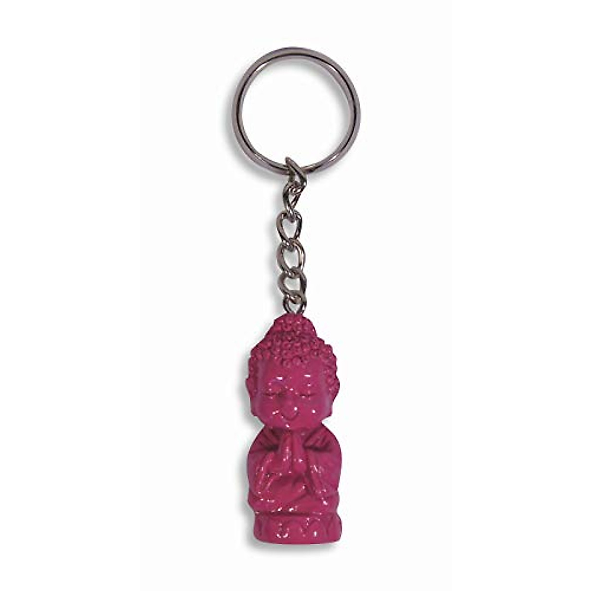 SCLL Pink Happy Praying Buddha Sitting On Lotus Keychain Key Ring