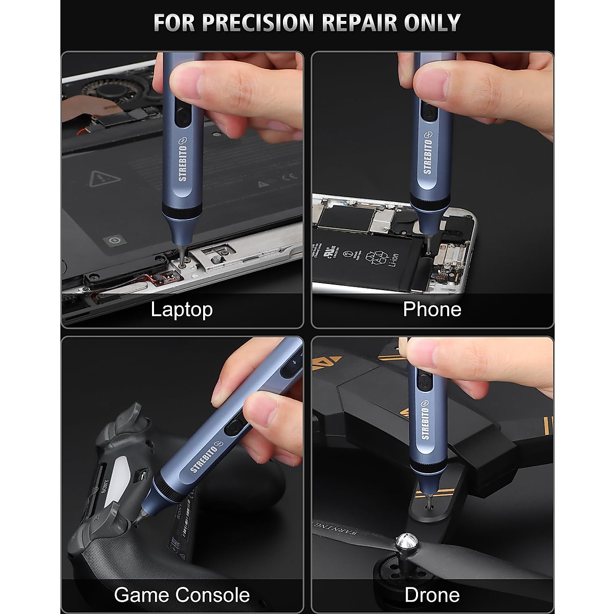 STREBITO 3.7V Mini Electric Screwdriver Set, 42-in-1 Electric Precision Screwdriver, Compact Electric Screwdriver Rechargeable with Display, Small Tool Kit for Electronic Computer Laptop RC Drone