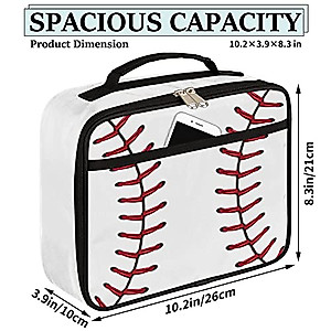 Sport Baseball Kids Lunch Bag Insulated Lunch Box Baseball Lace Print Leakproof Thermal Lunchbox Back to School Lunch Bag for Boys Girls Teens Reusable Lunch Cooler Bag for Work Picnic Outdoor
