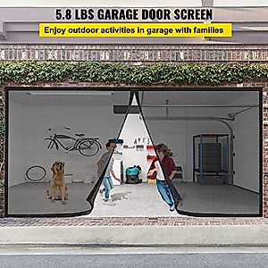 VEVOR Garage Door Screen, 18 x 7 ft for 2 Cars, 5.8 lbs Heavy-Duty Fiberglass Mesh for Quick Entry with Self Sealing Magnet and Weighted Bottom, Kids/Pets Friendly, Easy to Install and Retractable