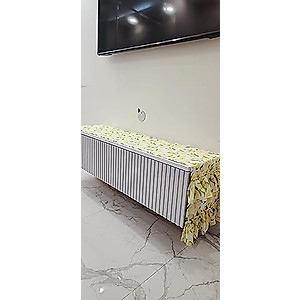 Throw Pillow Lemon Ruffle TV Console Unit Runner/TV Cabinet Cover Diwali Festival Decor (3 Feet TV Console(14x48 Inches)