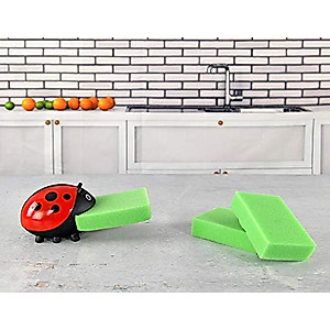 HOME-X Ladybug Sponge Holder with 3 Sponges, Kitchen Sink Accessories 4" L x 3" W x 2" H