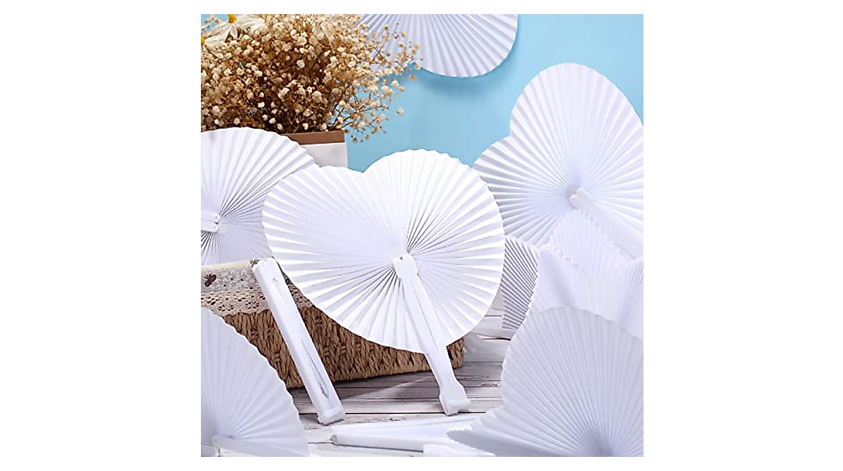 150 Heart Shaped Wedding Paper Fans - Elegant Party Decor