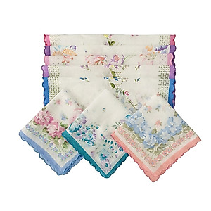 Forlisea Womens Colorful Ladies Hankies 100% Cotton Handkerchief Wendding Hanky