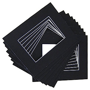 50 Pcs of 8x10 BLACK Picture Mats Mattes Matting for 5x7 Photo + Backing + Bags