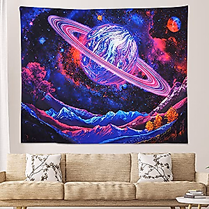 Instruban Planet Tapestry - Trippy Mountain Design Wall Hanging for Bedroom and Living Room - Magic Space Theme - 51.2 x 59.1 Inches