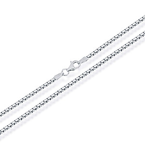 NYC Sterling Necklace Round Box Chain, Sterling Silver for Men and Women, Made in Italy (18")