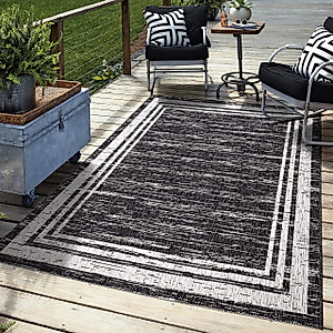 Keen Home Design Modern Outdoor Rug - 8x10 Washable Indoor/Outdoor Rug for Patio, Kitchen, Balcony, Beach, Garden, Deck and Porch. Size: 7'9" x 10'2"