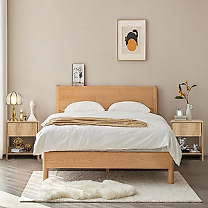 affeivul Modern Night Stand Set 2 with Drawer, Boho Nightstand for Bedroom, Small End Table with Storage, Living Room/Bed Side Table with Drawer for Small Spaces, Fluted Cabinet Wood Nightstand