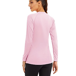 MAGCOMSEN Running Shirts Performance T Shirts Athletic Shirts Tank Top Gym Shirts Women Long Sleeve Shirts Casual Womens UV Protection Shirts Light Pink