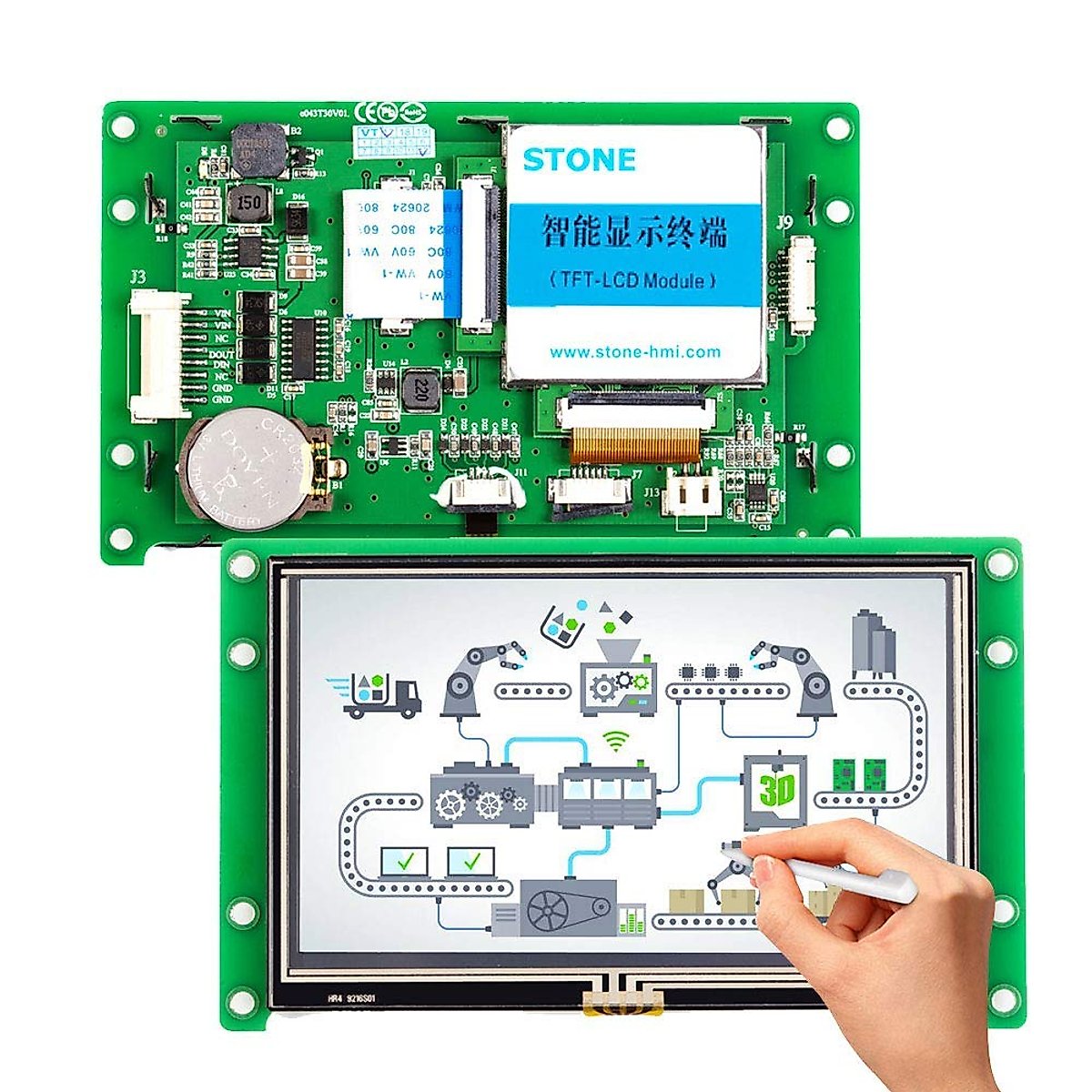 4.3 Inch HMI Color TFT LCD Display Module with Touch Screen + Controller Board + Program for Instrument or Arduino(4.3 Inch, YTVI043WT-01)