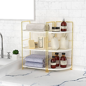 3-Tier Kitchen Spice Rack , Standing Rack,Triangle Bathroom Countertop Storage Shelf ,Cosmetic Organizer Holder , Stackable Cabinet Organizer , Kitchen Counter Shelf , Corner Spice Rack ,Golden