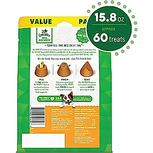 Greenies Pill Pockets Treats for Dogs Capsule Pouch, Chicken Flavor, 15.8-Ounce Per Pack (3 Pack)