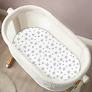 Bassinet Mattress Pad Cover Protector 33" X 17", Waterproof, Flexible for Different Cradle and Bassinet Mattress-Rectangle, Hourglass, Oval, 2 Pack, Soft & Breathable, Lovely Print