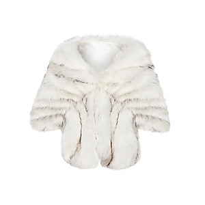 BABEYOND Womens Faux Fur Collar Shawl Faux Fur Scarf Wrap Evening Cape for Winter Coat