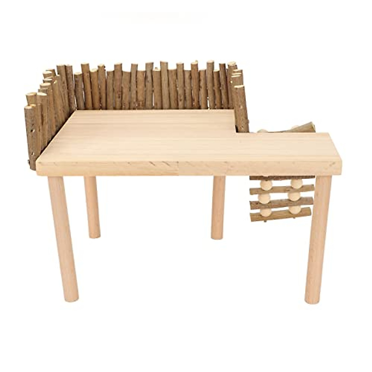 Hamster Platform, Small Pets Wooden Climbing Platform with Fence Ladder for Hamster Gerbil Mice Bird