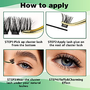 Lash Clusters,96 Pcs Cluster Lashes C Curl 10mm DIY Lash Extensions Eyelash Clusters,KEYYOU Volume Wispy Individual Lashes Soft&Comfortable Easy DIY at Home(Y01,C-10mm)