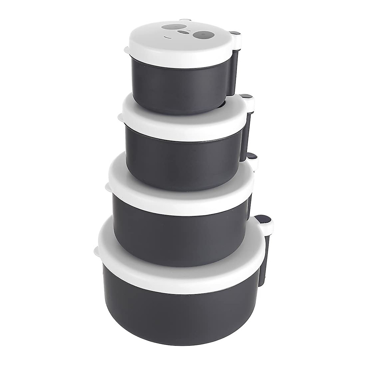 MINISO We Bare Bears Plastic Food Container 4 Pcs Set,Food Storage Box with BPA-FREE Leakproof Bento Lunch Box with Lids for Adults Kids (Panda)