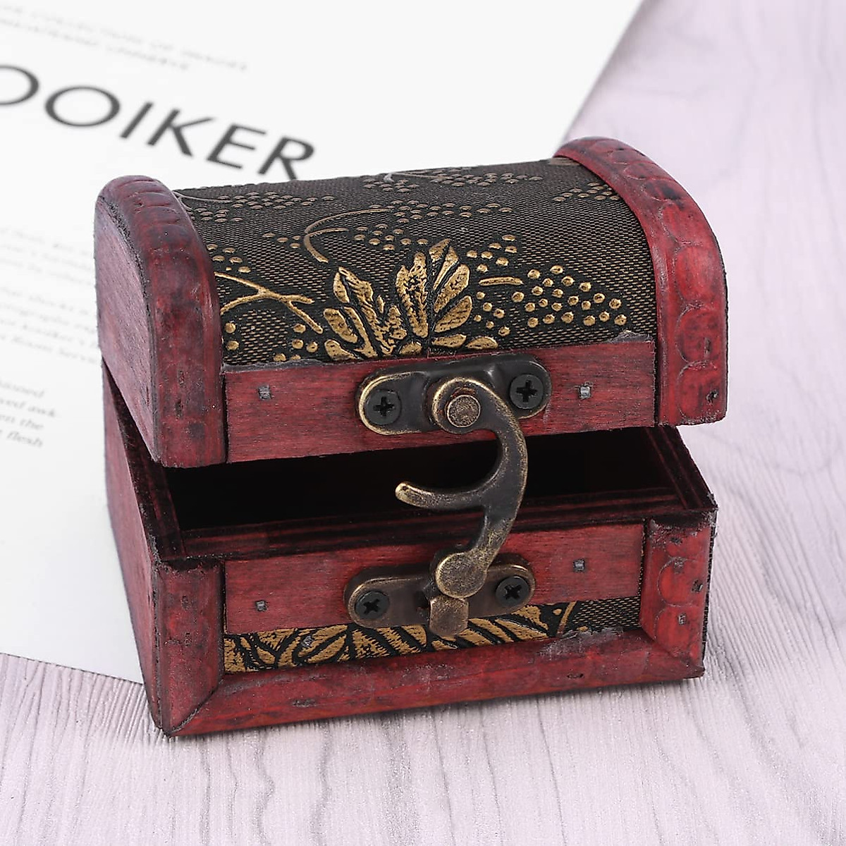 Abaodam treasure trunk large chest storage box keepsake decorative vintage suitcase antique wooden medicine trunks for pirate- Wooden Storage Box Exquisite Toy Storage Case Jewelry