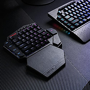 Redragon K585 DITI Wireless One-Handed Mechanical Keyboard, 42 Keys 2.4Ghz RGB 40% Gaming Keypad with 7 Onboard Macro Keys, Detachable Wrist Support, Durable Battery (Red Switch)