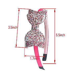 XIMA 10pcs Glitter Sequin Bow Hairband Shiny Bow Knot Teeth Plastic Headbands for Kids Hair Accessories