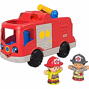Fisher-Price Little People Musical Toddler Toy Helping Others Fire Truck With Lights Sounds & 2 Figures For Ages 1+ Years