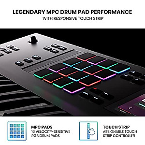 Akai Professional MPC Key 61 - Standalone Music Production Synthesizer Keyboard with Touch Screen, 16 Drum Pads, 20+ Sound Engines, Semi Weighted Keys, black