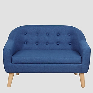 AFBKSS&BB Kids Chair, Double seat Children Reclining Couch, Toddler Preschool Sofa Living Room Child Sofa Chair Baby Sofa Bed (Blue)