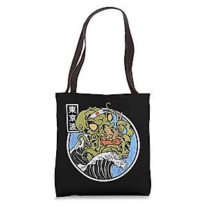 Kraken Eating Ramen Kanagawa Wave Octopus Anime Vaporwave Tote Bag