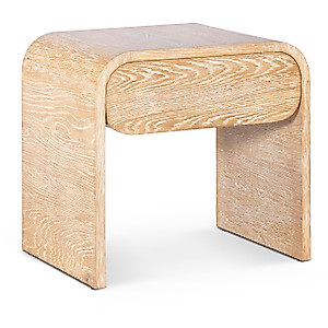 Meridian Furniture 862-NS Cresthill Collection Mid-Century Modern Nightstand, White Oak, 24" W x 18" D x 23" H