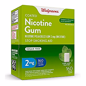 Walgreens Coated Nicotine Gum 2mg, Mint 160 ea