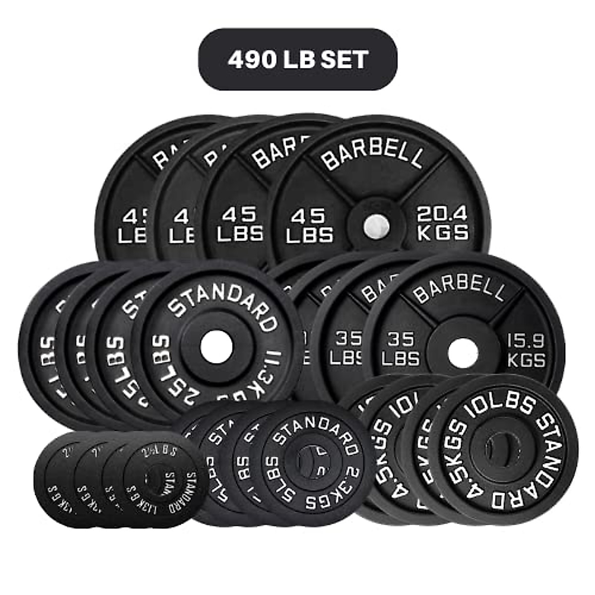 HAJEX Cast Iron Olympic Weight Plates Set 2 inch - Pairs of 2.5 LB, 5 LB, 10 LB - Weights Set 35 LB