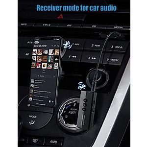 Bluetooth 5.0 Transmitter Receiver 3-in-1, Isobel Wireless 3.5mm Audio Adapter for TV PC Headphones Home Sounds System Car/CD-Like Voice Enjoyment