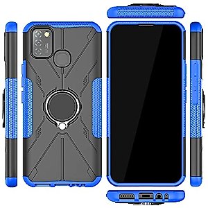 Kukoufey Case for Infinix Smart 5 Case Cover,360°Rotatable Kickstand Dual Layer Shockproof Case for Infinix Hot 10 Lite X657B / Smart 5 Case Blue
