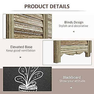 HOMCOM 4-Panel Folding Room Divider with Blackboard, 5.5 Ft Tall Freestanding Privacy Screen Panels for Bedroom or Office, White