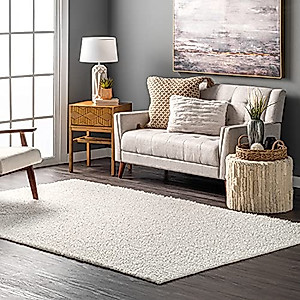 nuLOOM Marlow Machine Washable Soft Shaggy Faux Sheepskin Area Rug, 6' x 9', White