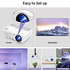 7500 Lumen Native 1080P Full HD Daytime Projector with Keystone Correction & Zoom, 200" Outdoor Movie Smart Projector Compatible with iOS/Android/TV Stick/PS5/DVD