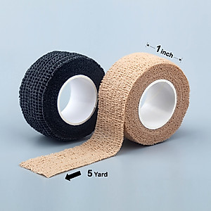 YAXEON Self Adhesive Bandage Wrap| 12 Rolls 1" x 5 Yards Vet Tape, Medical Tape,Athletic Tape,Elastic Cohesive Bandage for Sports Injury,Stretch Athletic,Ankle,(Mix Color)