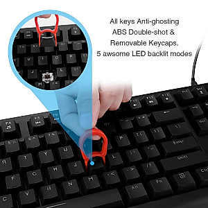 VELOCIFIRE VM01 Mechanical Keyboard 104-Key Full Size with Brown Switches LED Illuminated Backlit Anti-ghosting Keys for Copywriter, Gamer and Programmer