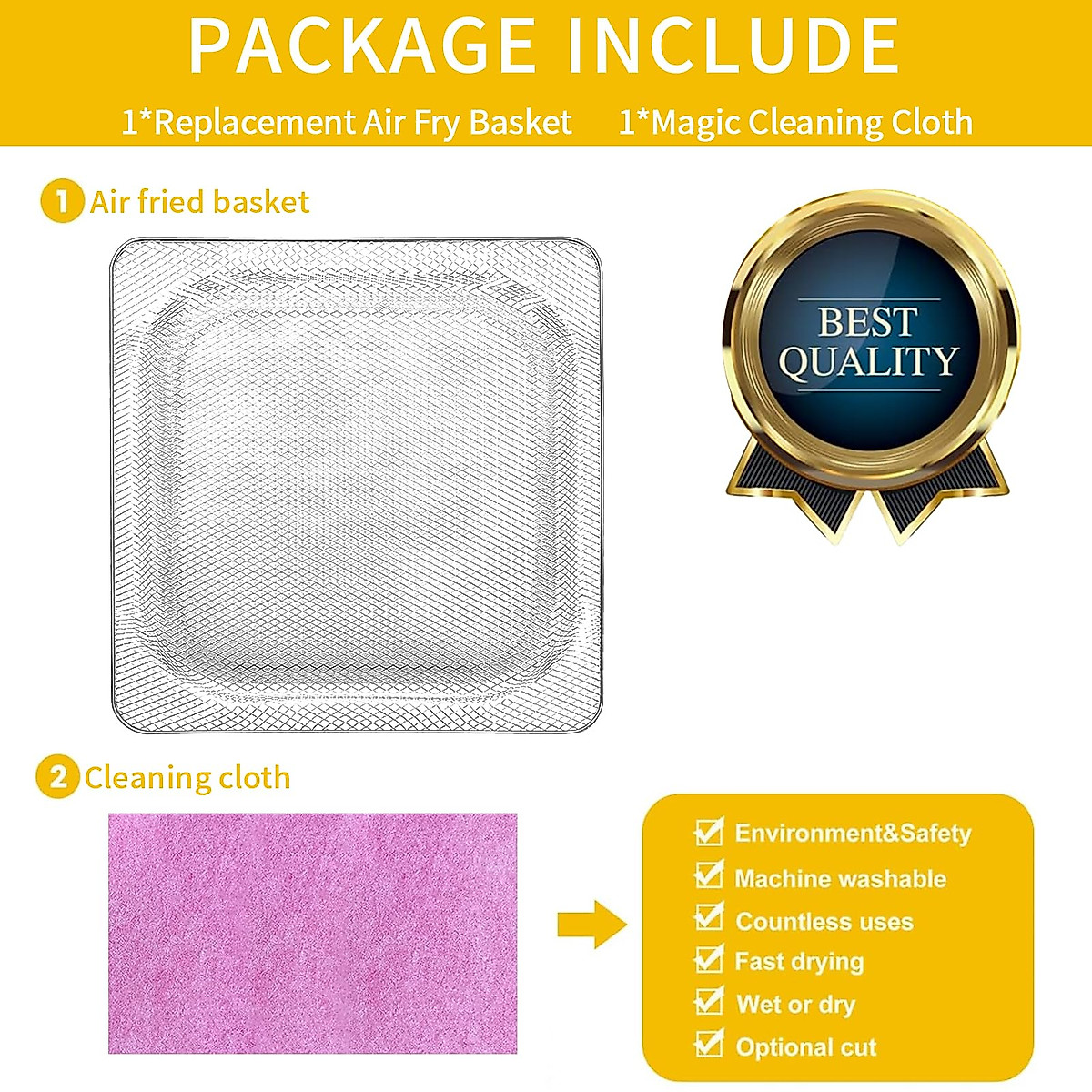 Air Fryer Basket for Ninja Foodi SP101 Digital Air Fryer Countertop Oven, 13.5 * 13.3'' Steel Wire Rack Accessorie Tray for Ninja Foodi SP100, SP101B1, SP101C Convection Oven, Dishwasher Safe