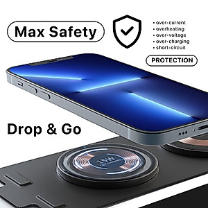 Dual 15W 3 in 1 Charging Station | iPhone Watch Airpods Charging Station | | Charging Station for iPhone 11 and Later iWatch, Airpods & Qi Phones